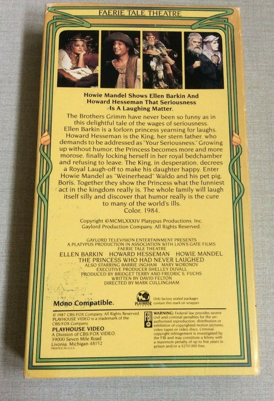 FAERIE TALE THEATRE THE PRINCESS WHO HAD NEVER LAUGHED VHS NEW IN BOX ...