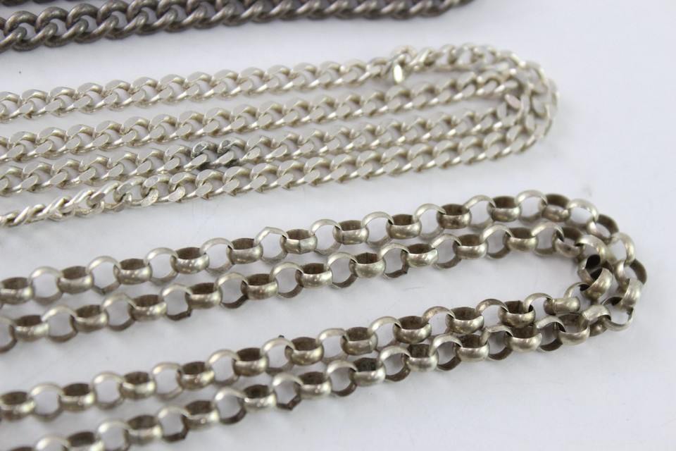 Sterling Silver Chain Necklaces Curb Flat Curb Rolo Link x 3 (67g ...
