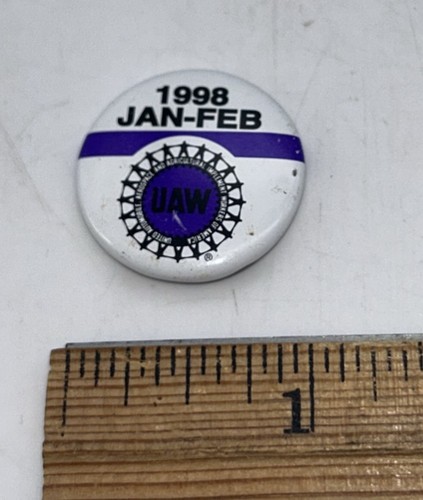 UAW United Auto Workers Union 1998 Jan-Feb Purple Line Pin Flare Union ...