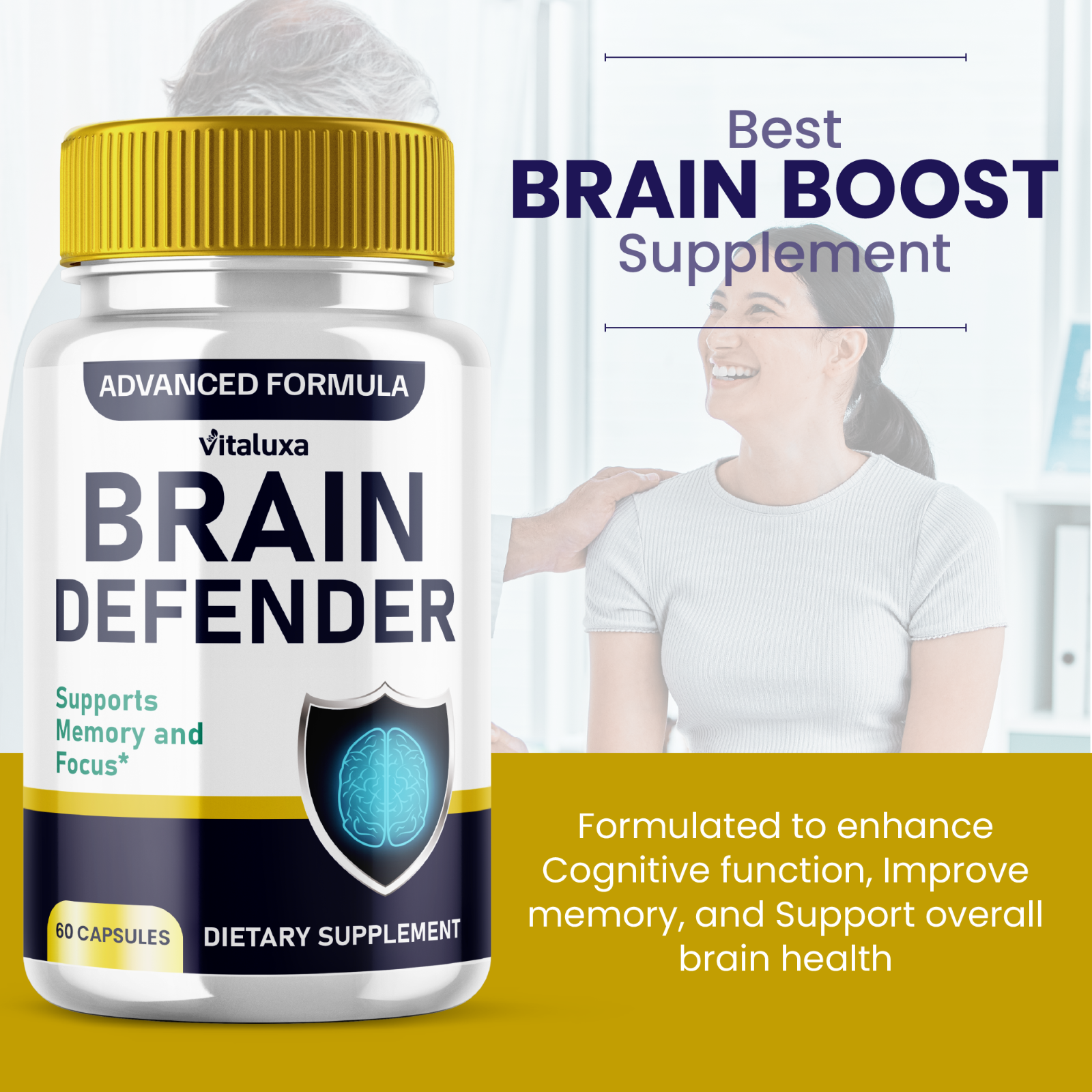 (3 Pack) Brain Defender Memory Support Capsules Cognitive Formula (180 ...