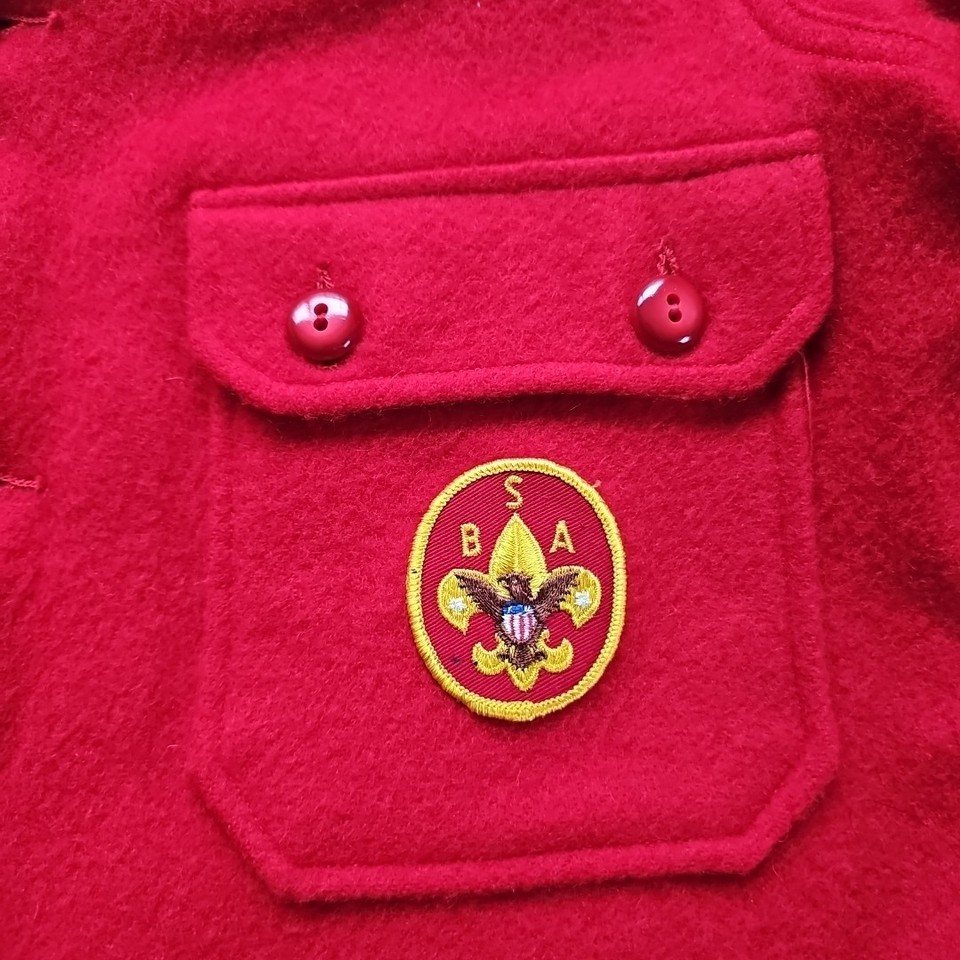 VTG Boy Scouts of America Official BSA Red 100% Wool Shirt Jacket Large ...