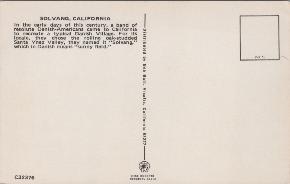 Solvang California Typical Danish Village Santa Ynez Valley Postcard ...