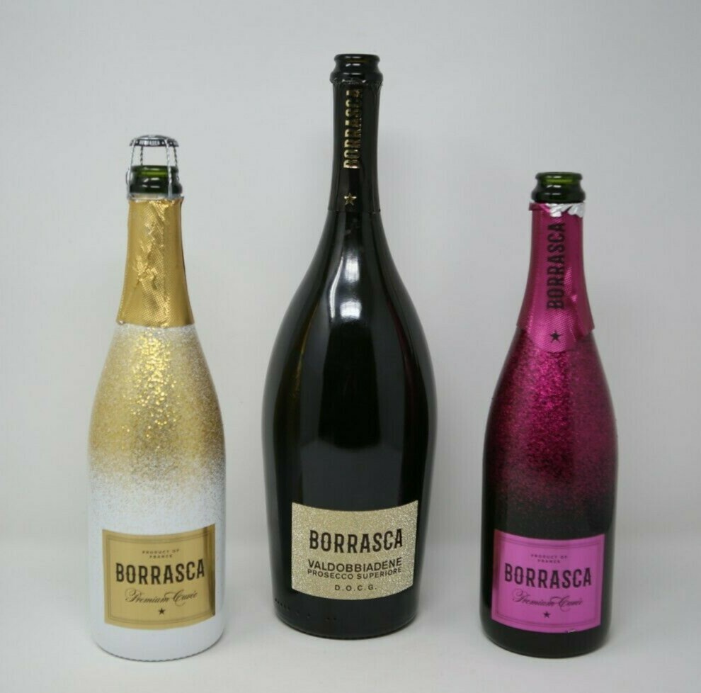 BORRASCA Champagne Prosecco Sparkling Wine Empty Bottle Set Of 3 | eBay