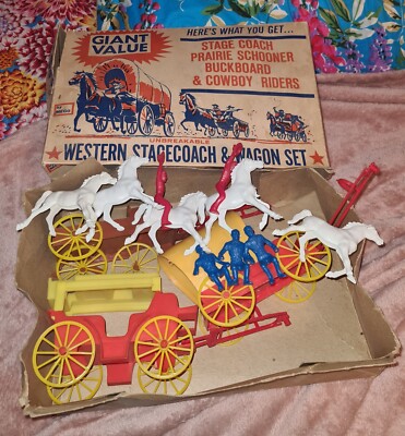 Mego Giant Value Western Stagecoach & Wagon Set in Box Toy Soldier 54mm ...