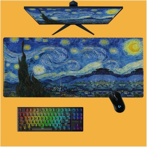 Large Mice Mat Starry Night Desk Mat 31.4 x 11.8 Inch Desk Pad Home ...