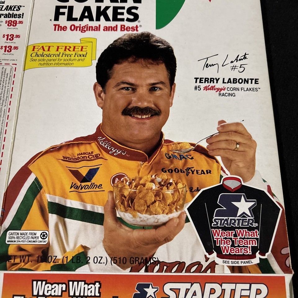 Kellogg's Corn Flakes Cereal Box Terry Labonte - 18 oz (Empty Box ...