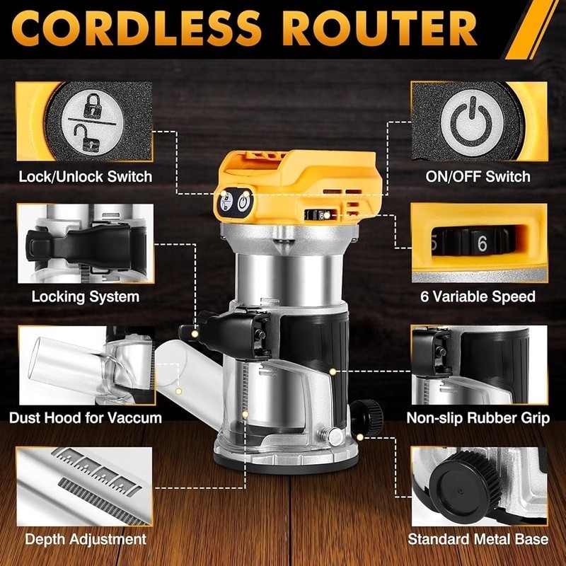 Cordless Router 20V Compatible Brushless Motor Variable Speed W ...