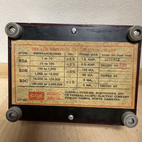 CDR Decade Resistor RDA 10W Max 100 Ohms Cornell-Dubilier Electronics ...