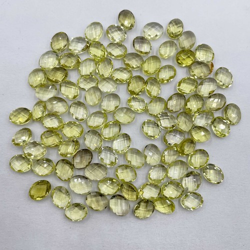 Natural Lemon Quartz Oval Briolette Cut Loose Gemstone Lot 50 Pcs 7*9 ...