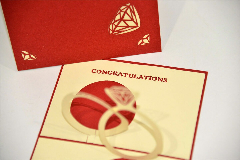 Handmade 3D Pop Up Diamond Ring Congratulations Propose Marriage Card ...