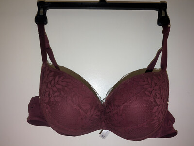 Cacique Maroon lace bra with gold accents 42B heavily padded | eBay