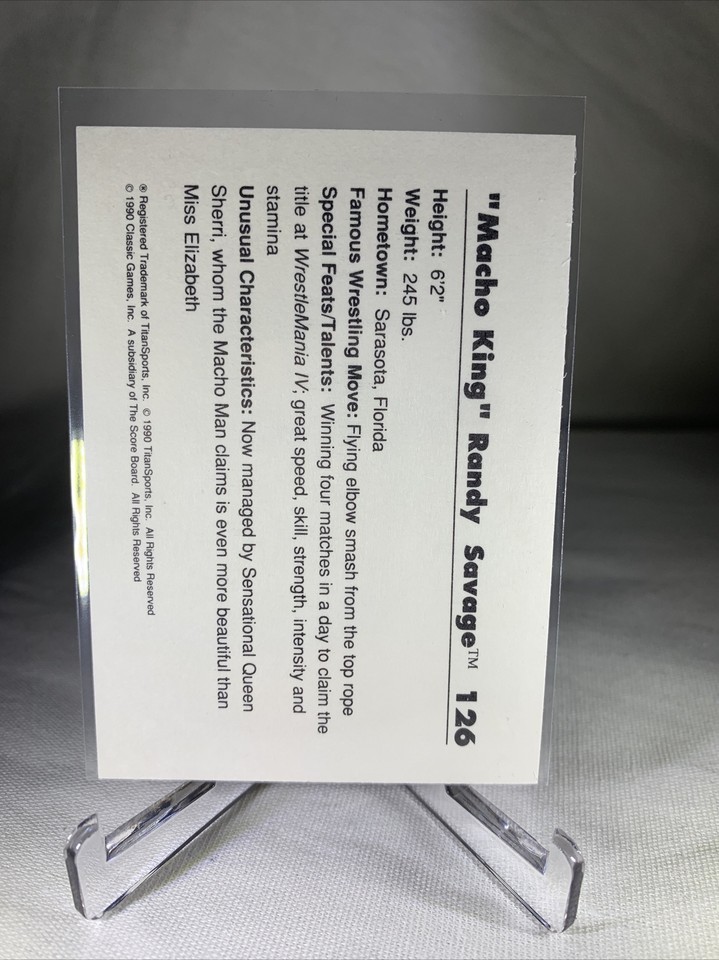 Macho Man Randy Savage Macho Madness 1990 Classic WWF #126 Wrestling ...