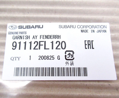 Genuine OEM Subaru 91112FL120 Passenger Front Wheel Arch Flare 2018-21 ...