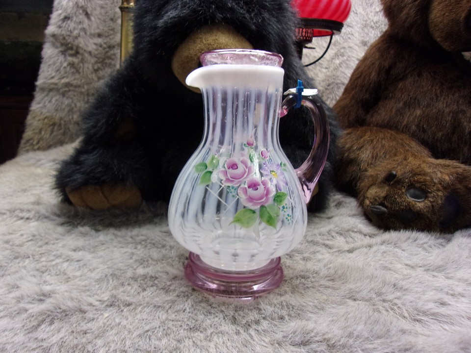 Fenton Tumble Up SAMPLE Floral Hand Painted QVC Sample With Base | eBay
