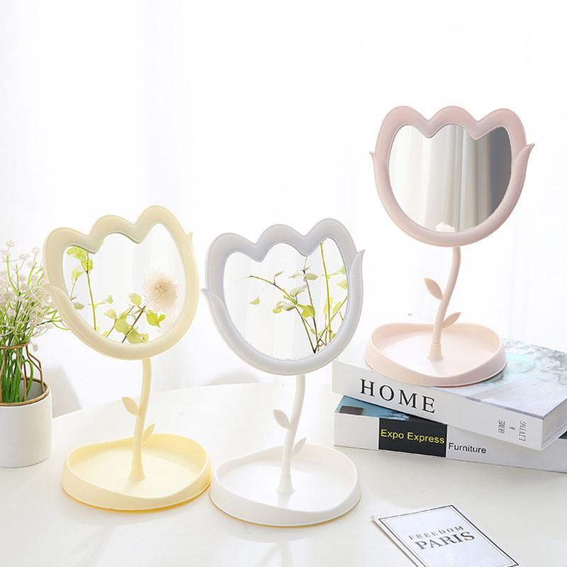 Tulips Flower-Shaped Makeup Mirror Desk Vanity Mirror For Bedroom ...