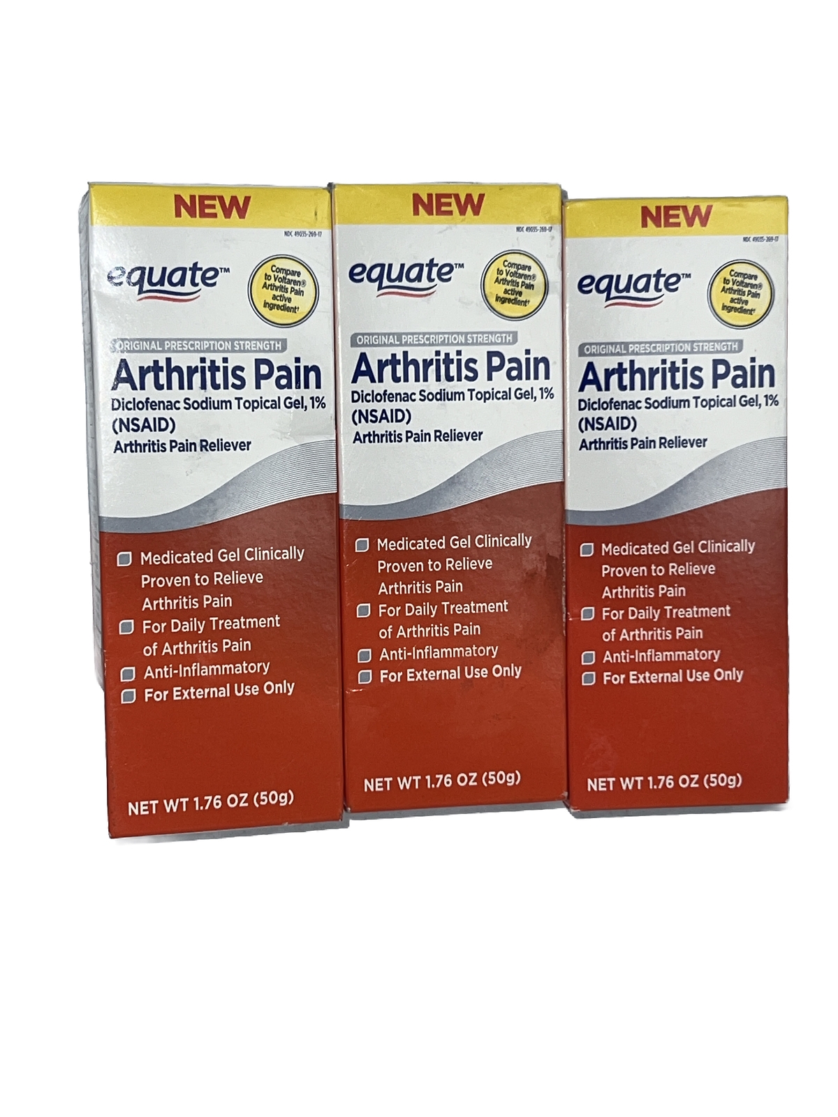 3 Pack - Equate Arthritis Pain Topical Gel NSAID Anti-Inflammatory - 1. ...