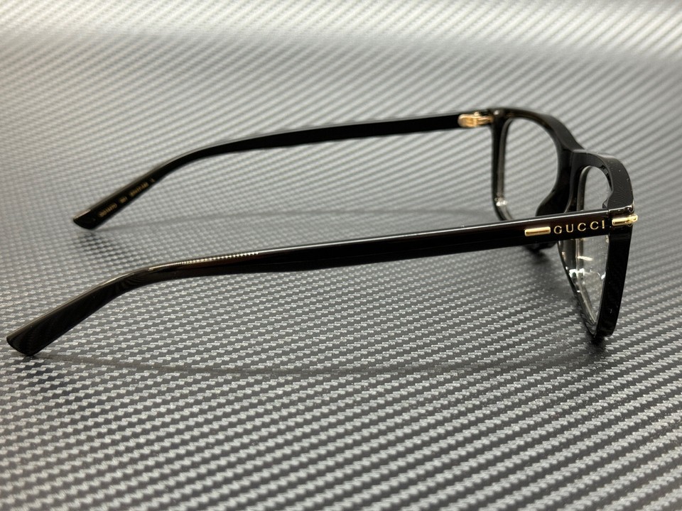 GUCCI GG1447O 001 Black Gold Men's Large 57 mm Eyeglasses | eBay