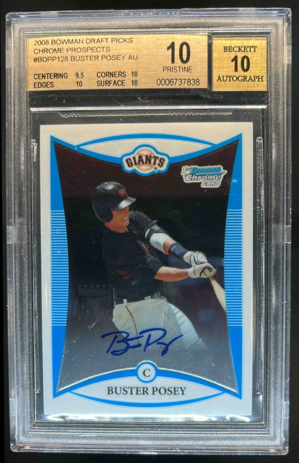 2008 Bowman Draft Picks & Buster Posey Chrome 1st Auto RC #BDPP128 BGS ...