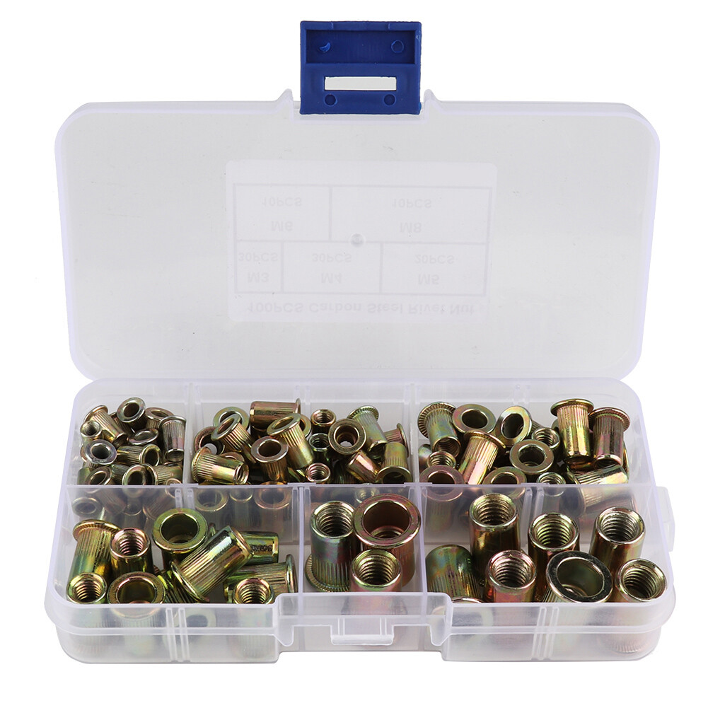 100Pcs Galvanized Carbon Steel Rivet Nut M3 M4 M5 M6 M8 For Multiple ...