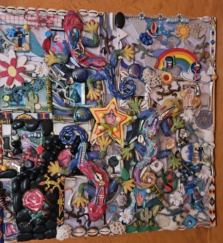 Julie Wishmeyer Original 3D Collage Assemblage Hanging Artwork Lizards ...