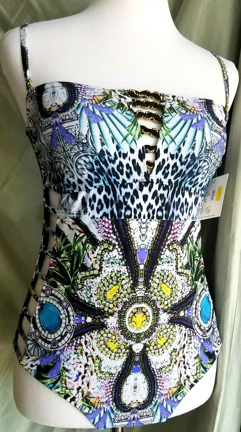 Cyn & Luca Multi Color Cut Out One Piece SwimSuit Size Small Medium ...