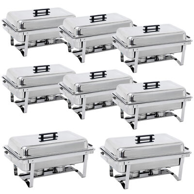 8 Packs 8 Quart Stainless Steel Chafing Dish Buffet Trays Chafer Buffet ...