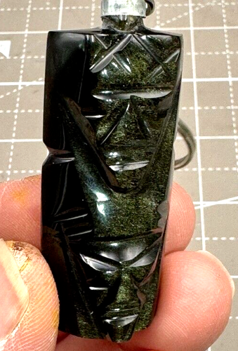 Carved Obsidian Aztec Mayan Tiki God Key Ring Pendant Figure | eBay
