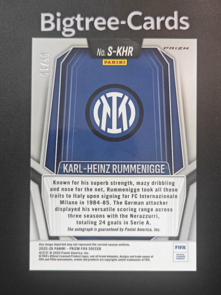 2025-26 Prizm FIFA Karl-Heinz Rummenigge Auto Purple 9/10 ...
