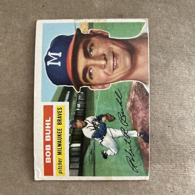 1956 Topps Baseball Bob Buhl Milwaukee Braves Card #244 | eBay
