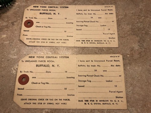 Vintage New York Central System Unclaimed Parcel Ticket | eBay