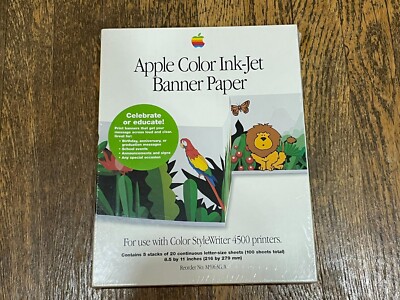 Apple Color Ink Jet Banner Paper SEALED 1997 Vintage StyleWriter 4500 ...