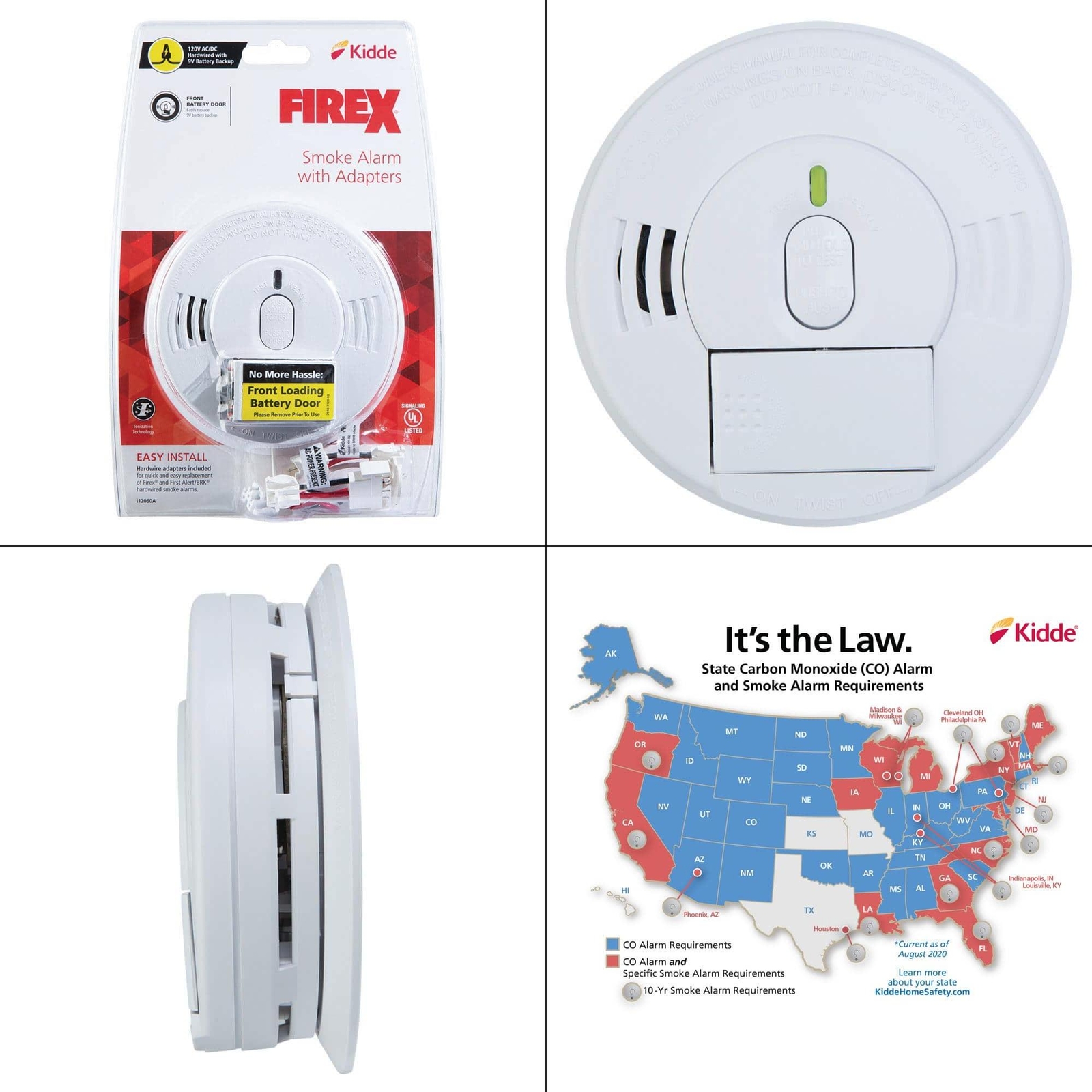 Firex Smoke Detector, Hardwired With 9-volt Battery Backup & Front Load ...