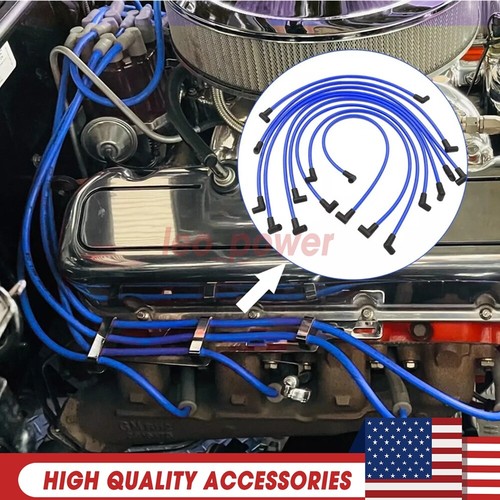 9PCS 10.5mm Spark Plug Wire For Chevy 350 400 327 307 383 SBC 302 305 ...