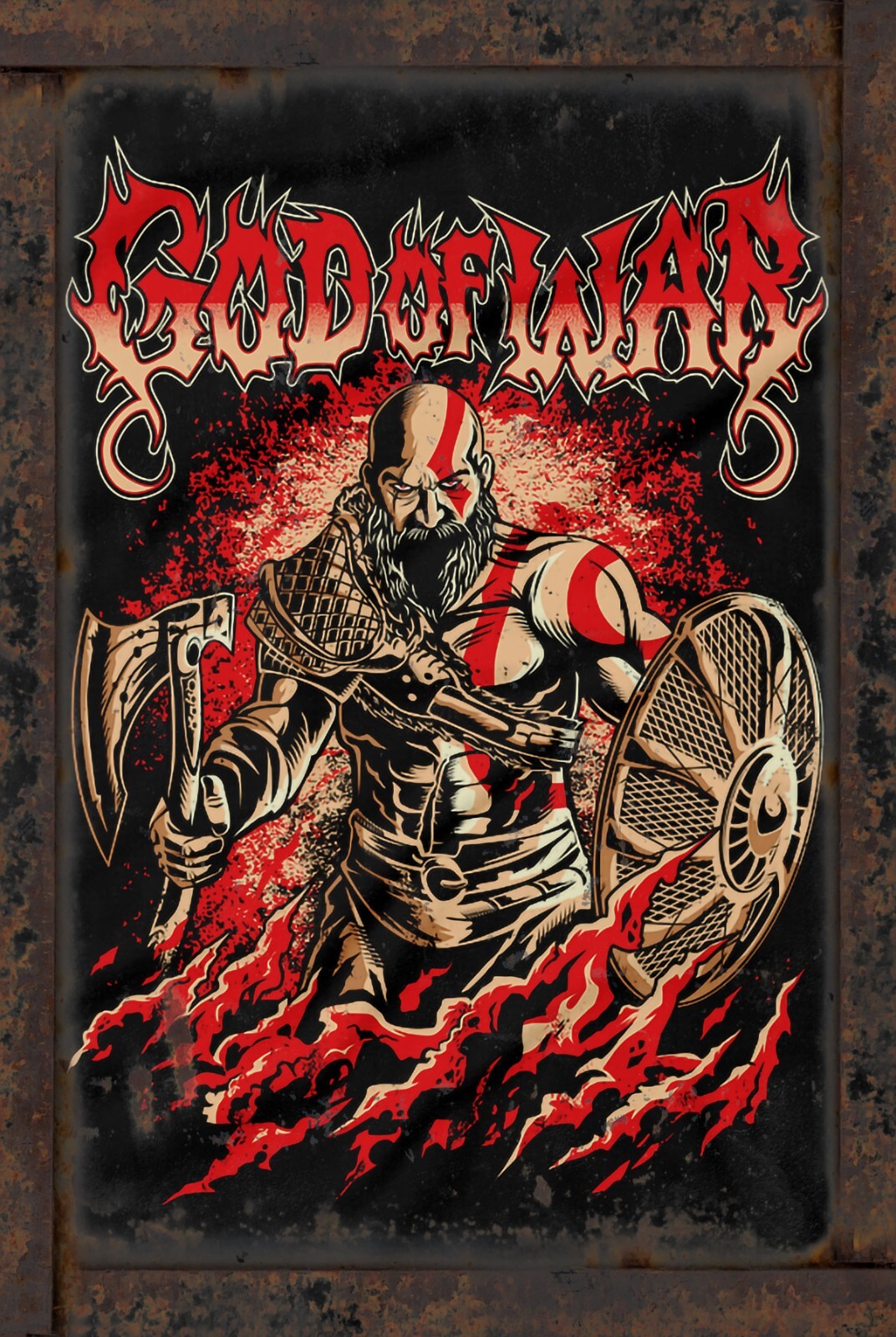 God of War Kratos Rustic Vintage Sign Style Poster | eBay