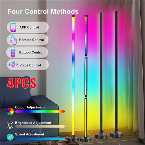 4Pack LED Floor Lamp with Smart RGB,Color Changing Ambient Light Stand ...