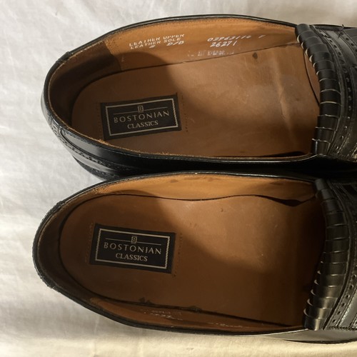 Bostonian Classics Mens Black Leather Wingtip Tassel Kitte Loafers 8 D ...