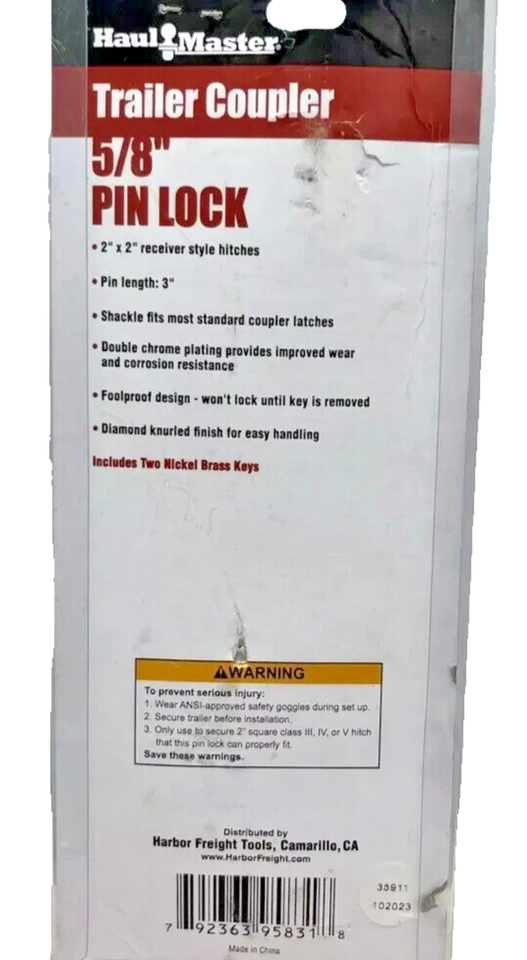 HAUL MASTER LOCKING HITCH PIN KEY LOCK PADLOCK Trailer Coupler 5/8” | eBay