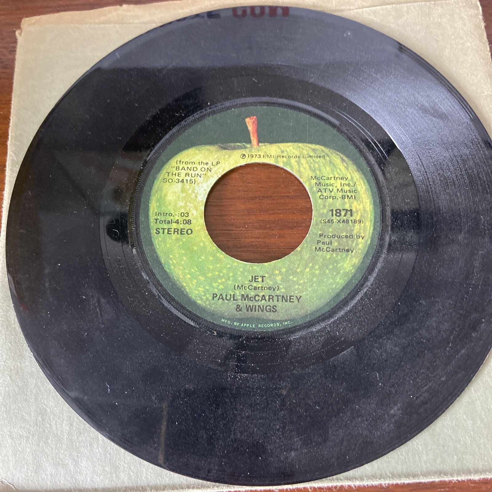 Rock 45 Rpm Paul McCartney & Wings - Jet / Mamunia on Apple Record ...
