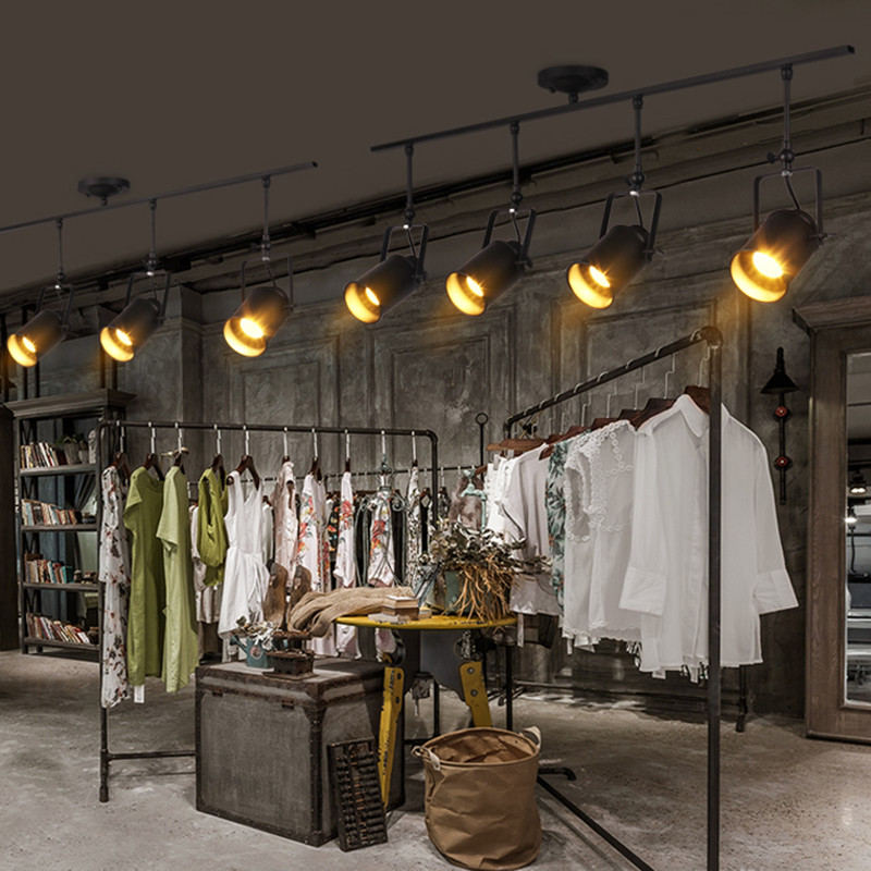 Vintage Industrial Ceiling Lamp 4 Lights Edison Track Lighting ...