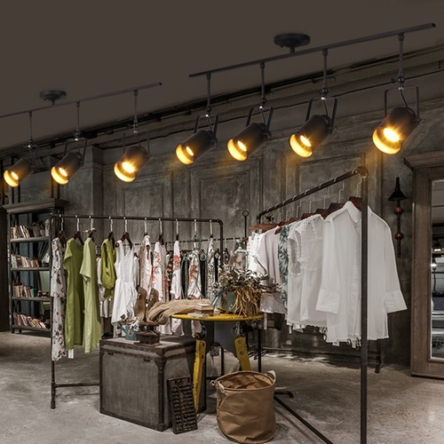 Vintage Industrial Ceiling Lamp 4 Lights Edison Track Lighting ...