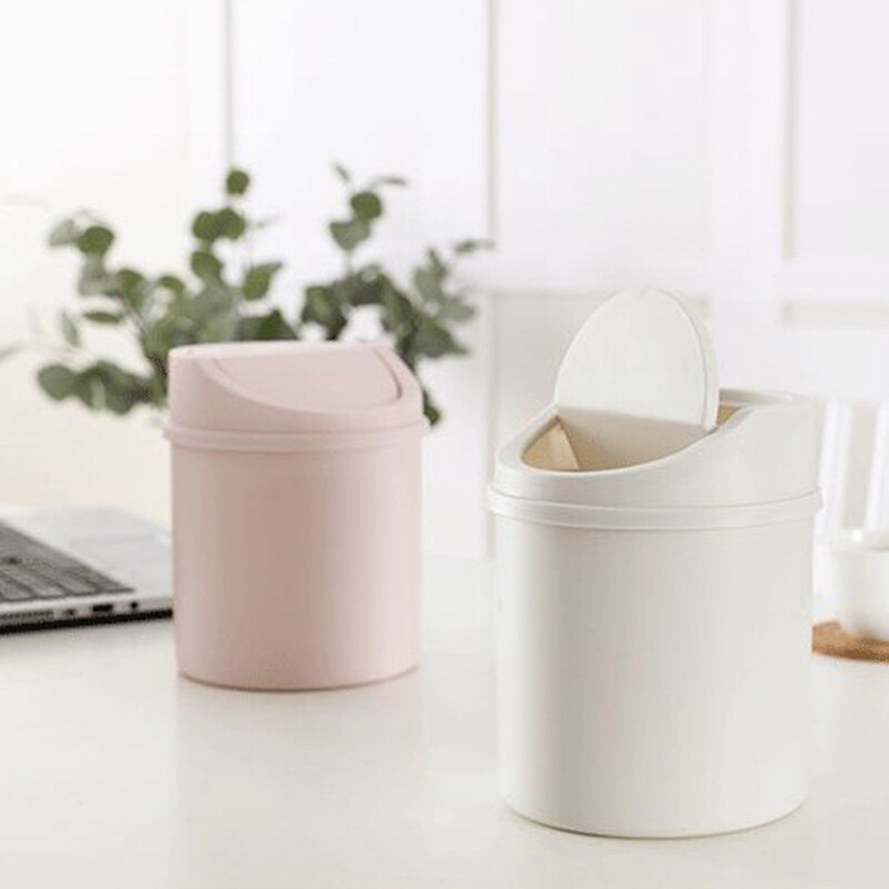 Mini Desktop Bin Small Trash Can Tube With Cover Bedroom Trash Can ...