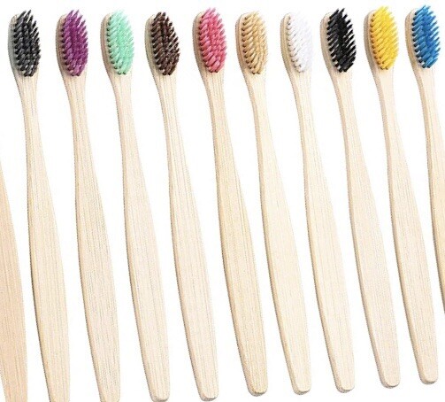 10-Pack Bamboo Toothbrushes Medium Bristles Multi-Colored Eco-Friendly ...