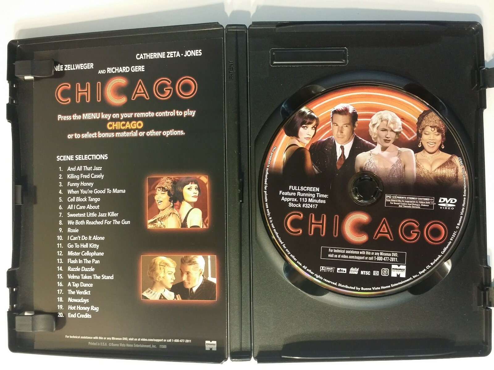 Chicago (DVD, 2003, Full Frame) Catherine Zeta Jones Renee Zellweger | eBay