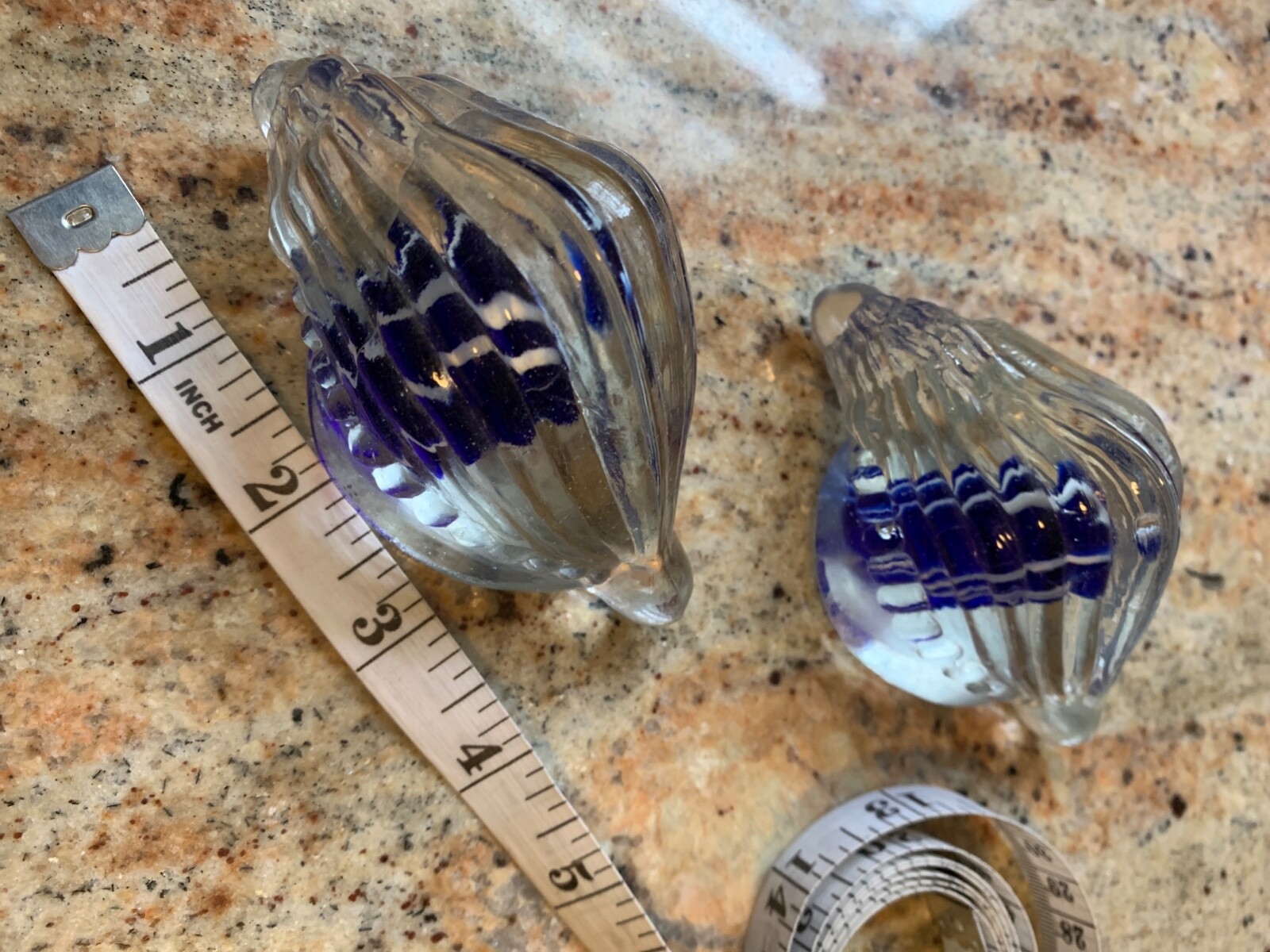 Clear Glass 4.5” Conch Sea Shell With Cobalt Blue Center Paperweight ...