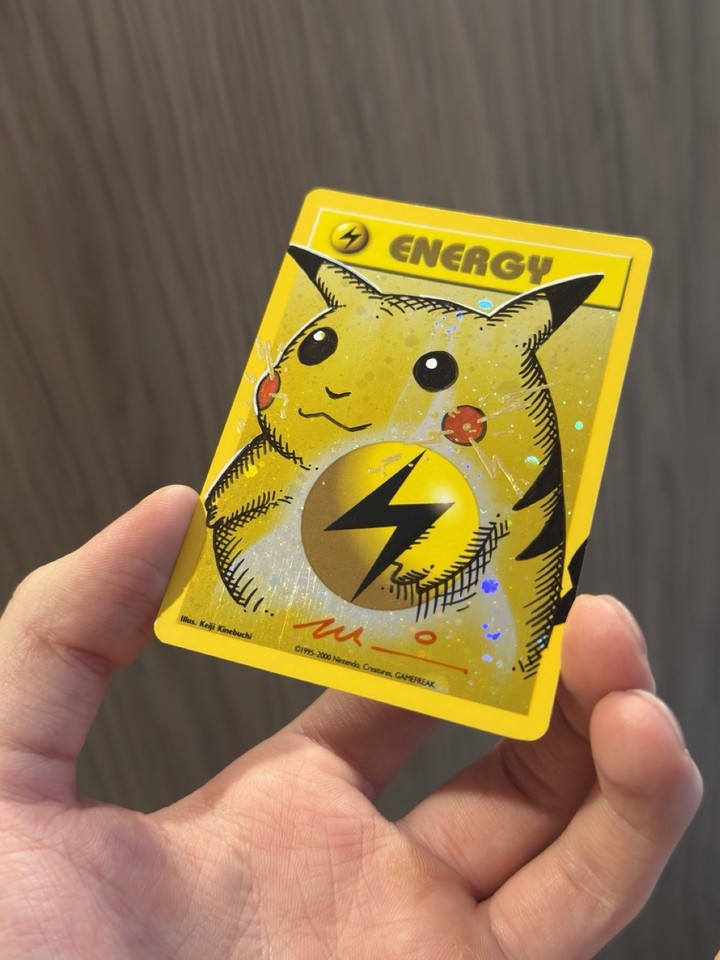 MODUWA Signed & Sketched Pikachu “Base Set” Lightning Cosmos Energy ...