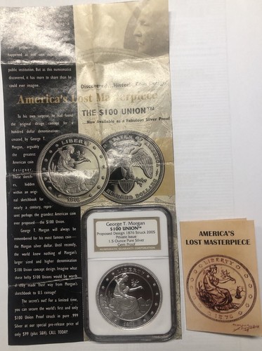 1876 2005 George T. Morgan 1.5Oz Silver $100 Union NGC💥FLAWLESS QUALITY ...