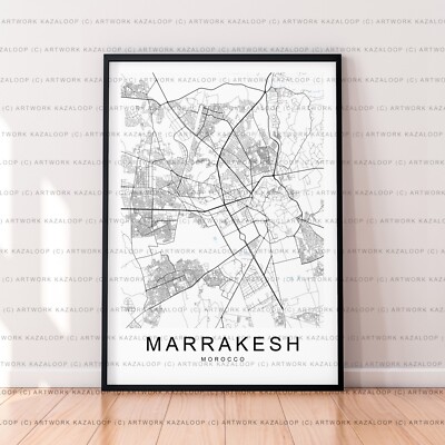 Marrakesh Map Poster Print Unframed Marrakesh Morocco Wall Art Home ...
