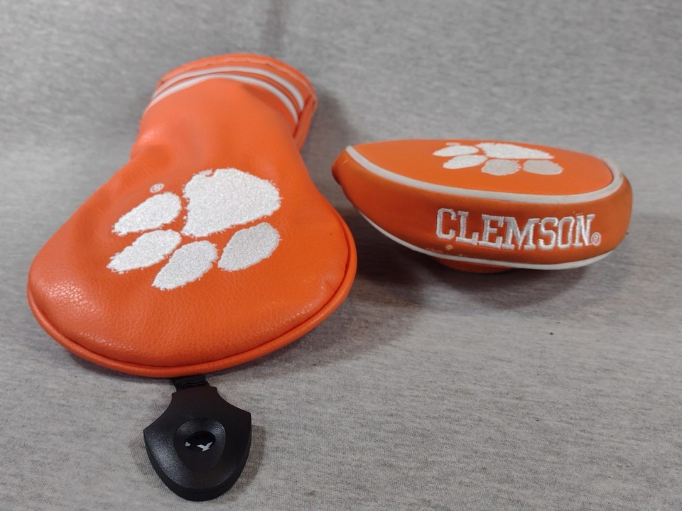 Clemson Tigers Team Golf Club Lot 2 Head Covers Wood Putter Leather ...
