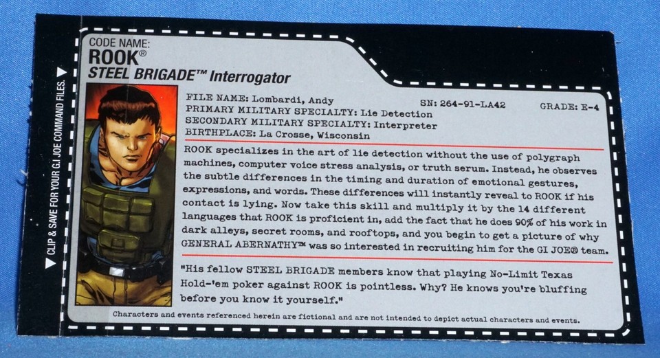 2006 ROOK (V1) Steel Brigade Interrogator w/File Card G.I. Joe 3.75 ...