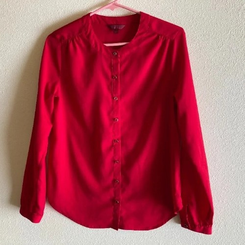 Women's 212 Collection sheer red top size Small button-down | eBay